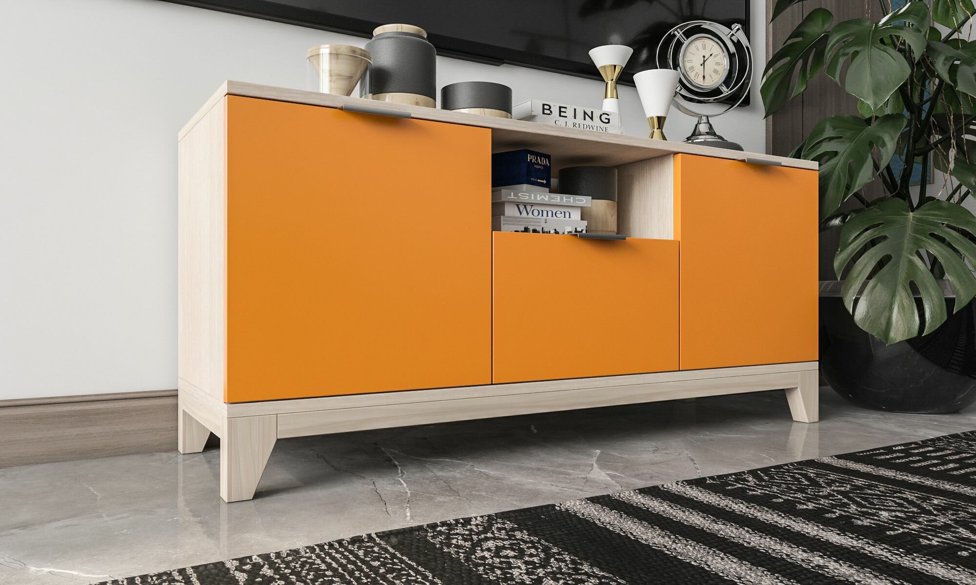 Комод с выдвижным ящиком и полками "Хельга 8" МДФ 110х50х40 Кремона шампань / Манго