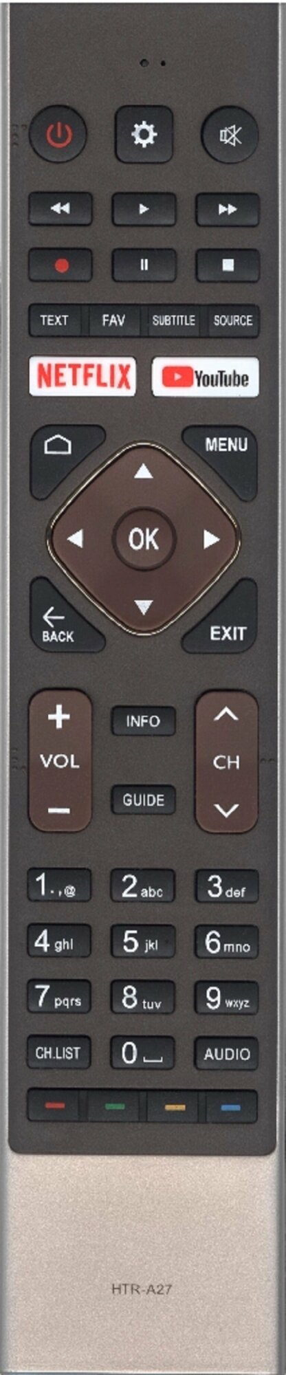 Пульт HTR-A27 для телевизоров Haier. Замена для HTR-U27E / U29R (Кроме голосового поиска!) / RM-L1657