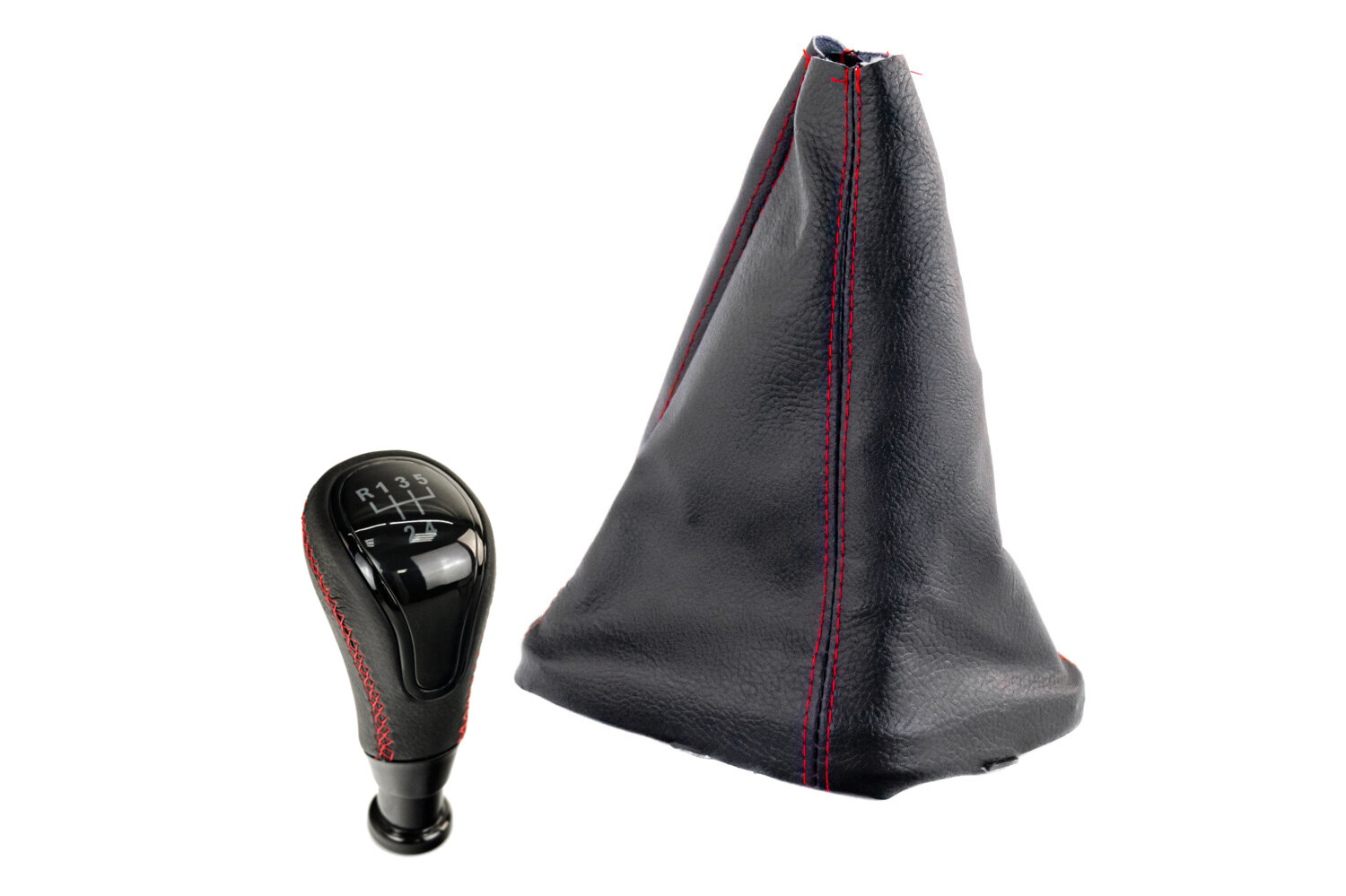 Ручка КПП Sal-Man в стиле Весты с черной вставкой и пыльником с красной прострочкой для ВАЗ 2110-2112 с кулисой