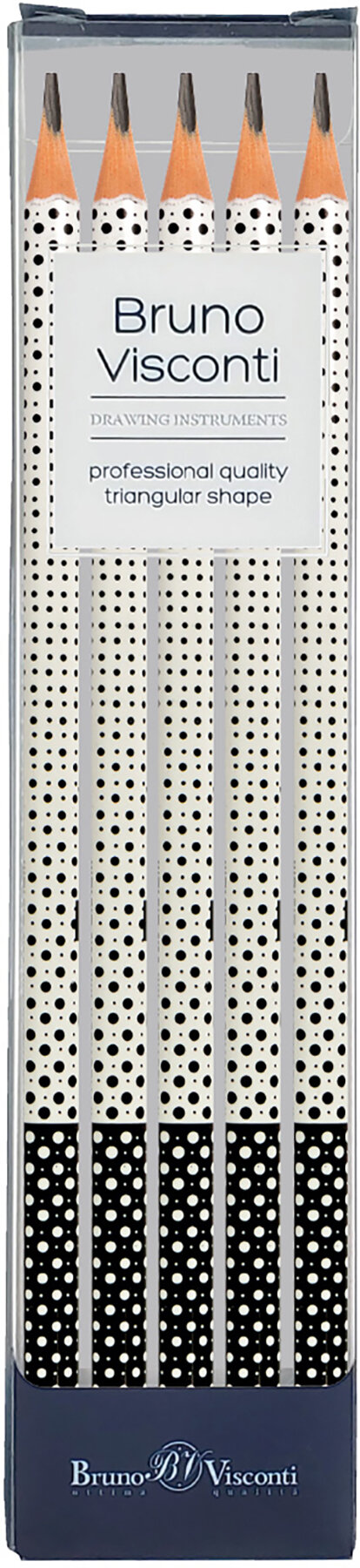 Набор карандашей чернографитовых ArtGraphix. Точки, НВ, 5 штук