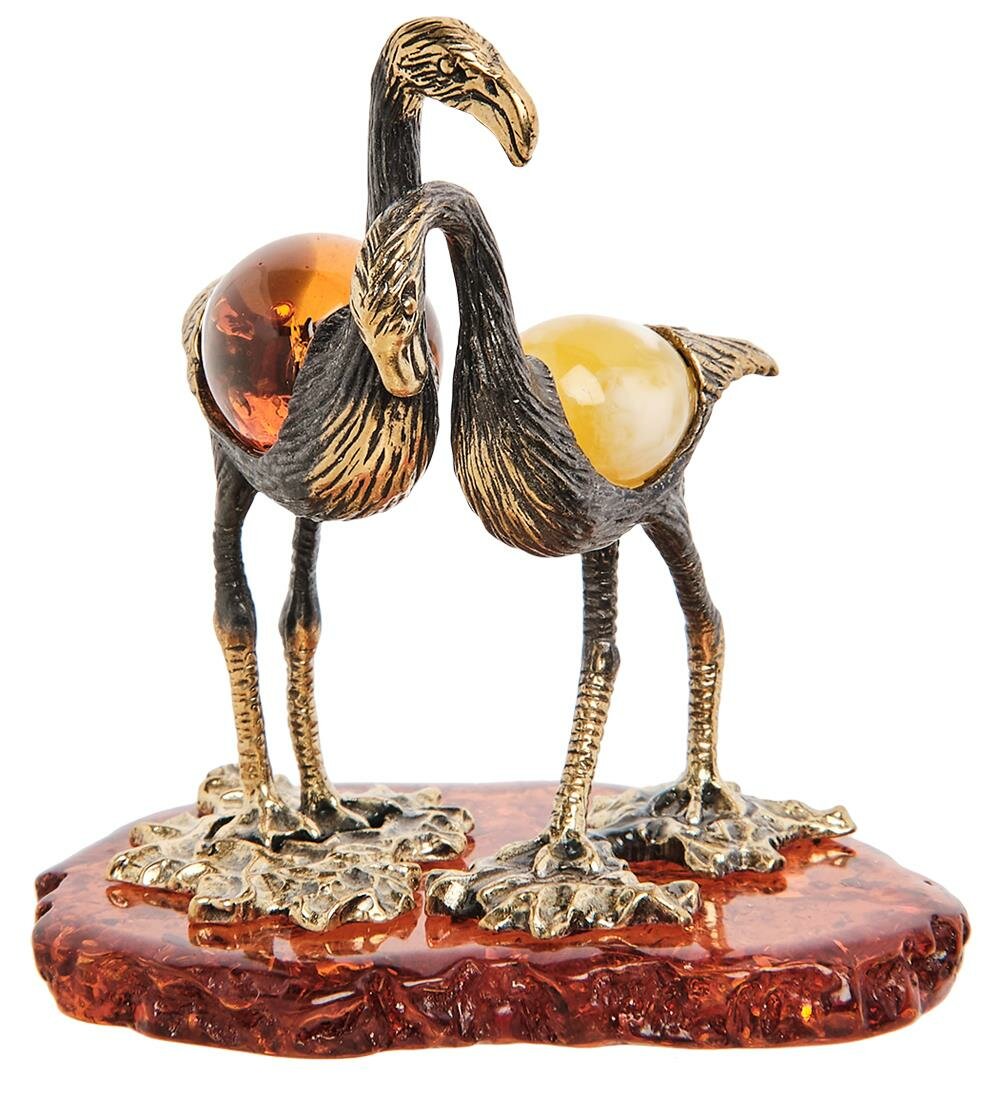 Фигурка Фламинго (латунь, янтарь) A2163818 Народные промыслы, бронзовый