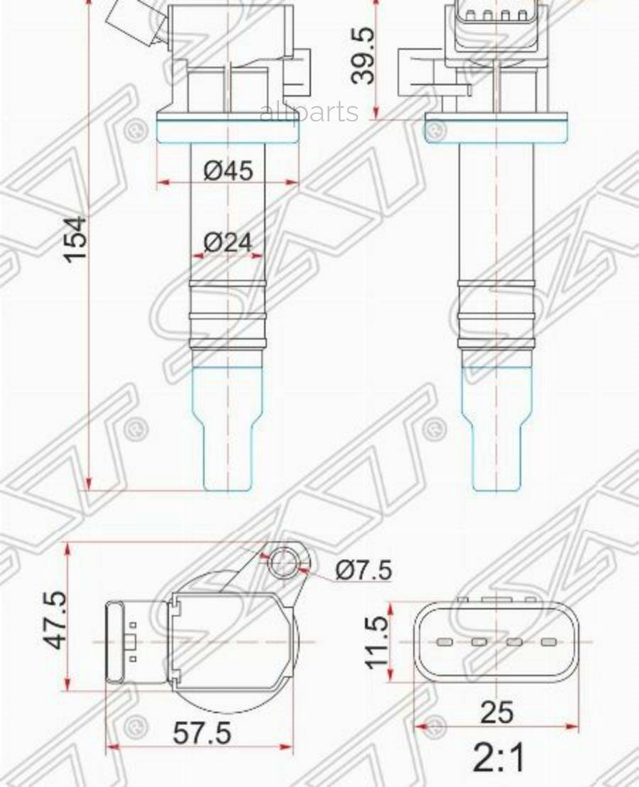 SAT ST-90919-02239 Катушка зажигания Toyota Allion (T240) 01-07 / Avensis 00-08 1KRFE;1ZZFBE;1ZZFE;3SGE;3SGTE;3ZZFE;4ZZ