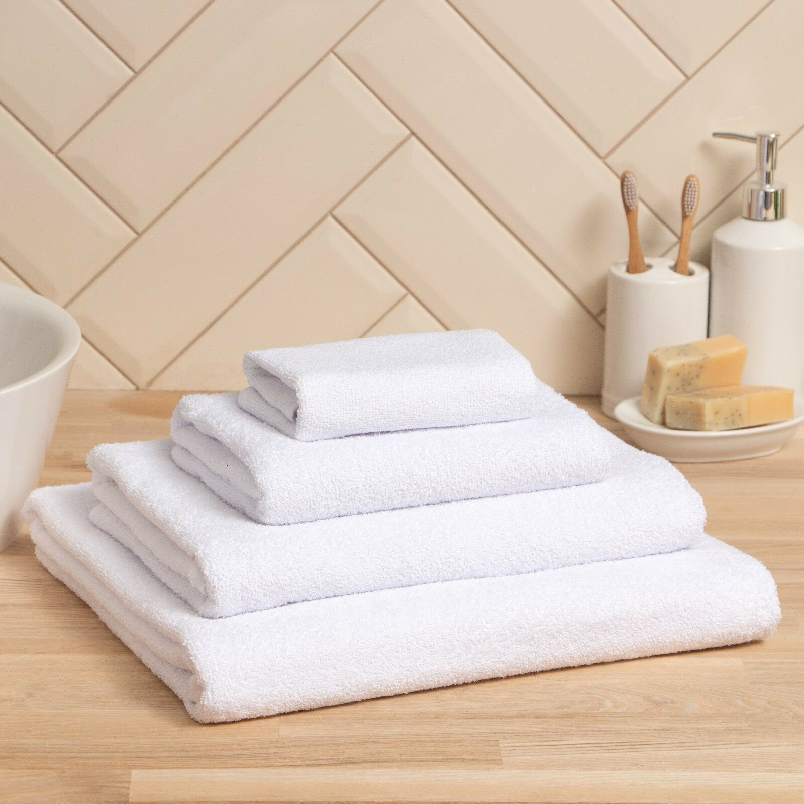 Полотенце махровое 100х150 Экономь и Я, цвет белый, 100% хлопок