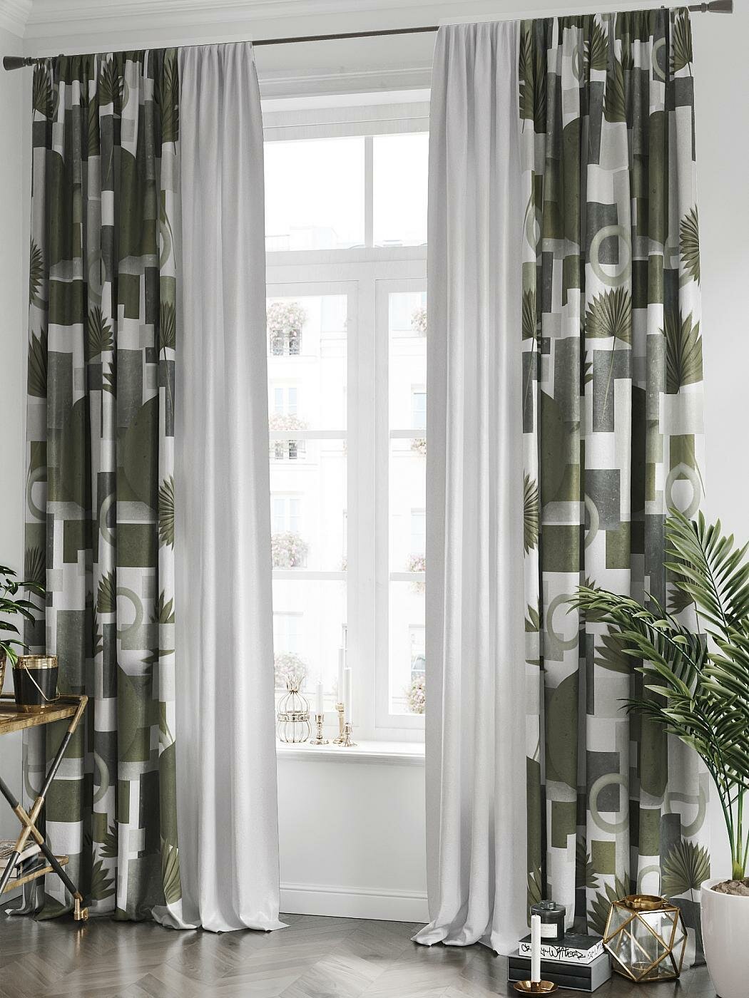 Комплекты штор AT HOME Шилронс высота 250 см, ширина 150 см, крепление - шторная лента, Белый