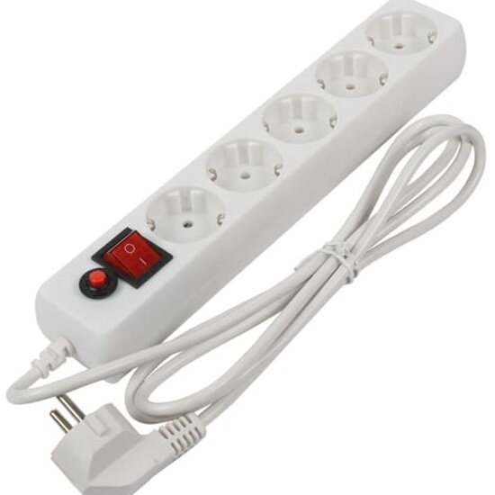 Сетевой фильтр Filum FL-SP3-5-1.8M белый, 2200 Вт, 5 розеток, шнур 1.8м