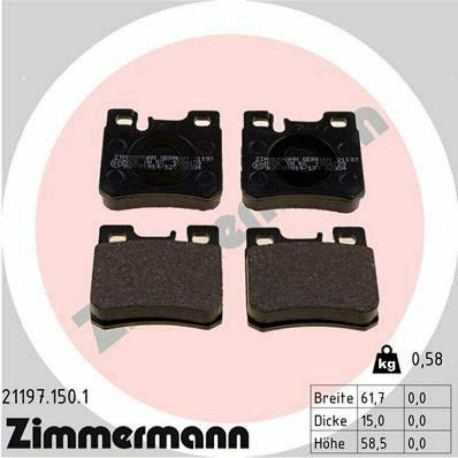 ZIMMERMANN 21197.150.1 Колодки торм. зад.