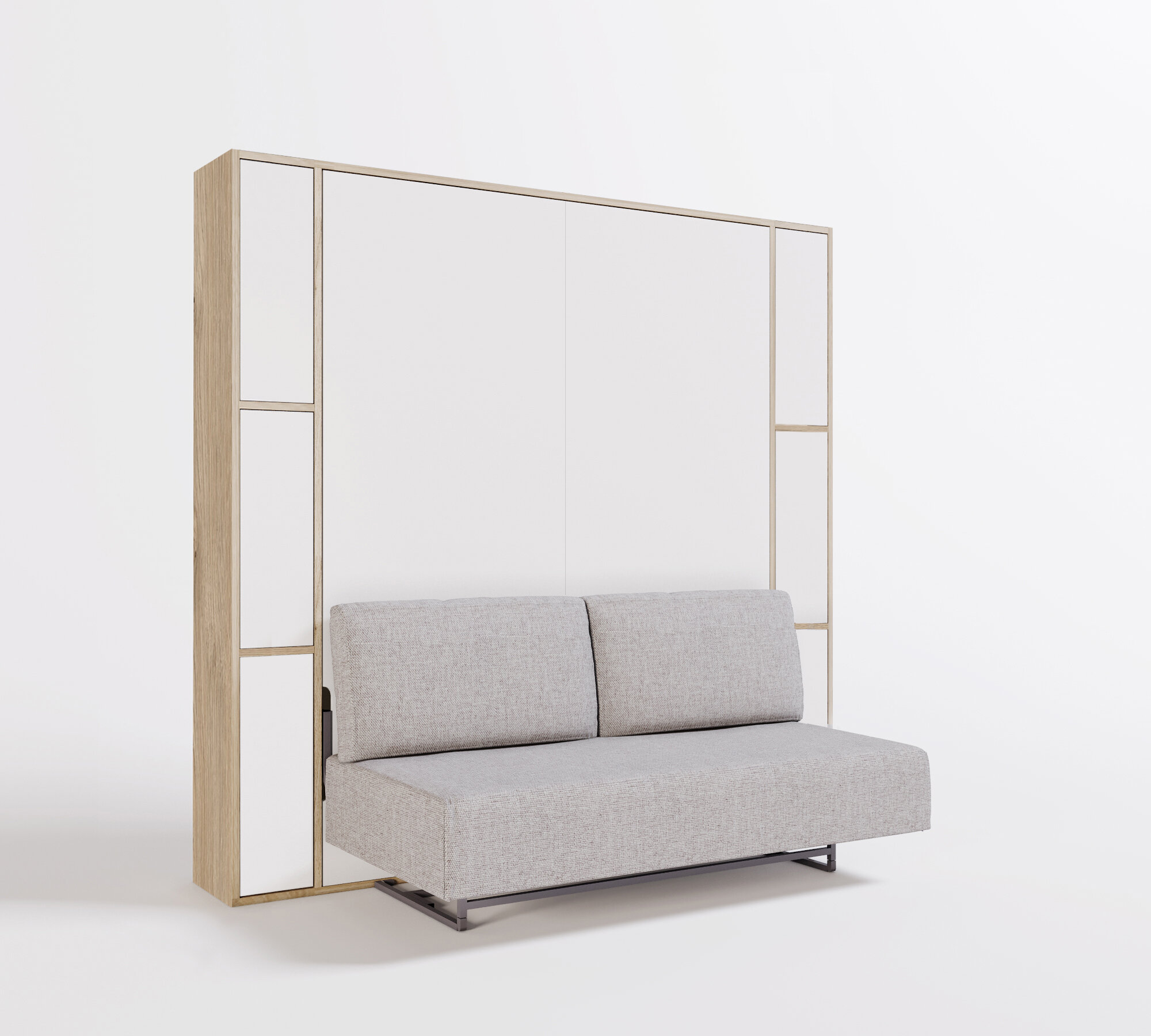 Шкаф кровать-трансформер Летто Пуф 1600 Форма с расширенными полками, без антресоли Сканд