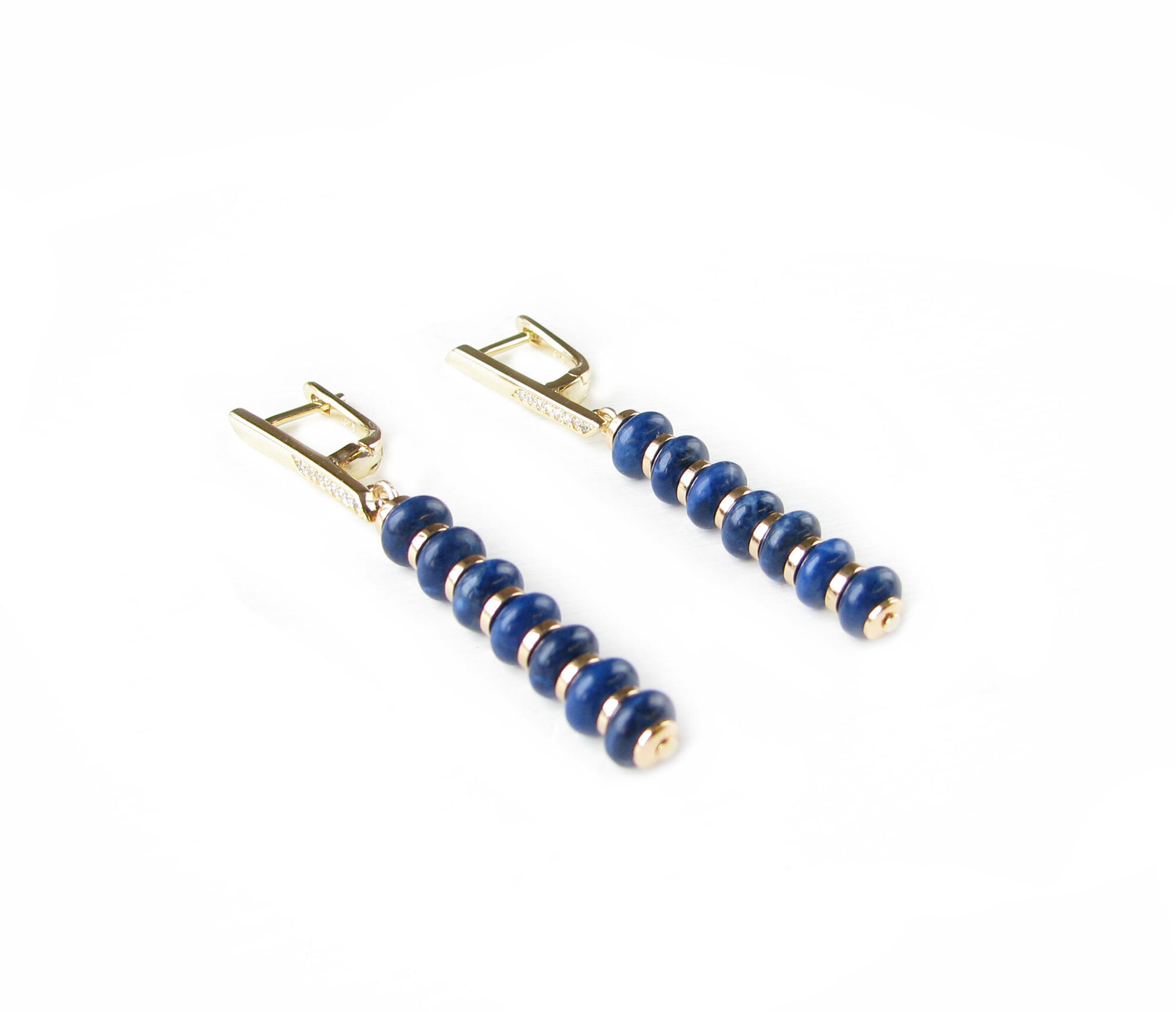 Серьги с подвесками, фианит, лазурит