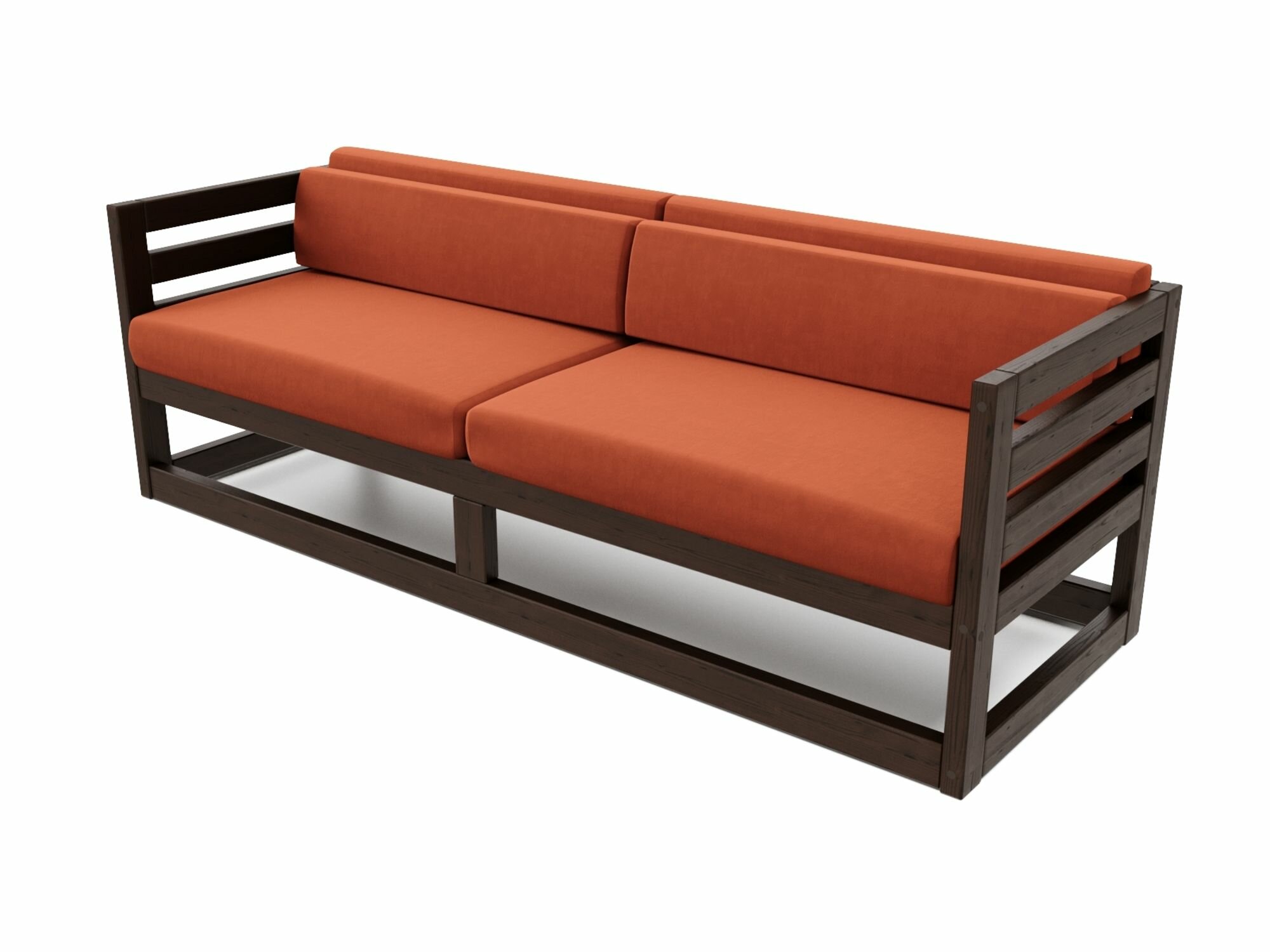 Садовый диван Arsko Магнус-Б-С, оранжевый-венге , вельвет, массив дерева, офисный, для кафе и бара, для салона красоты