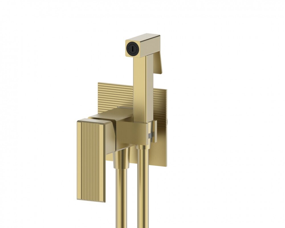 Смеситель с гигиеническим душем встраиваемый Vieir V443553-S матовое золото