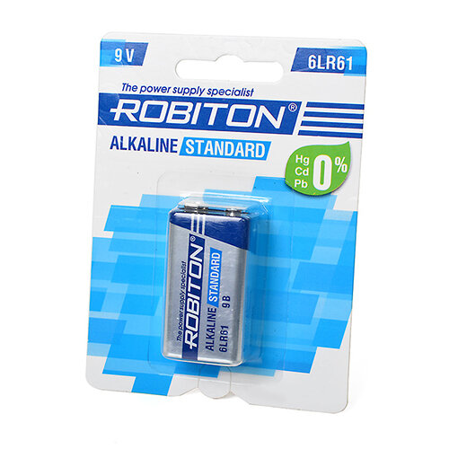 Батарейка ROBITON Alkaline Standard 6LR61 Крона, в упаковке: 1 шт.