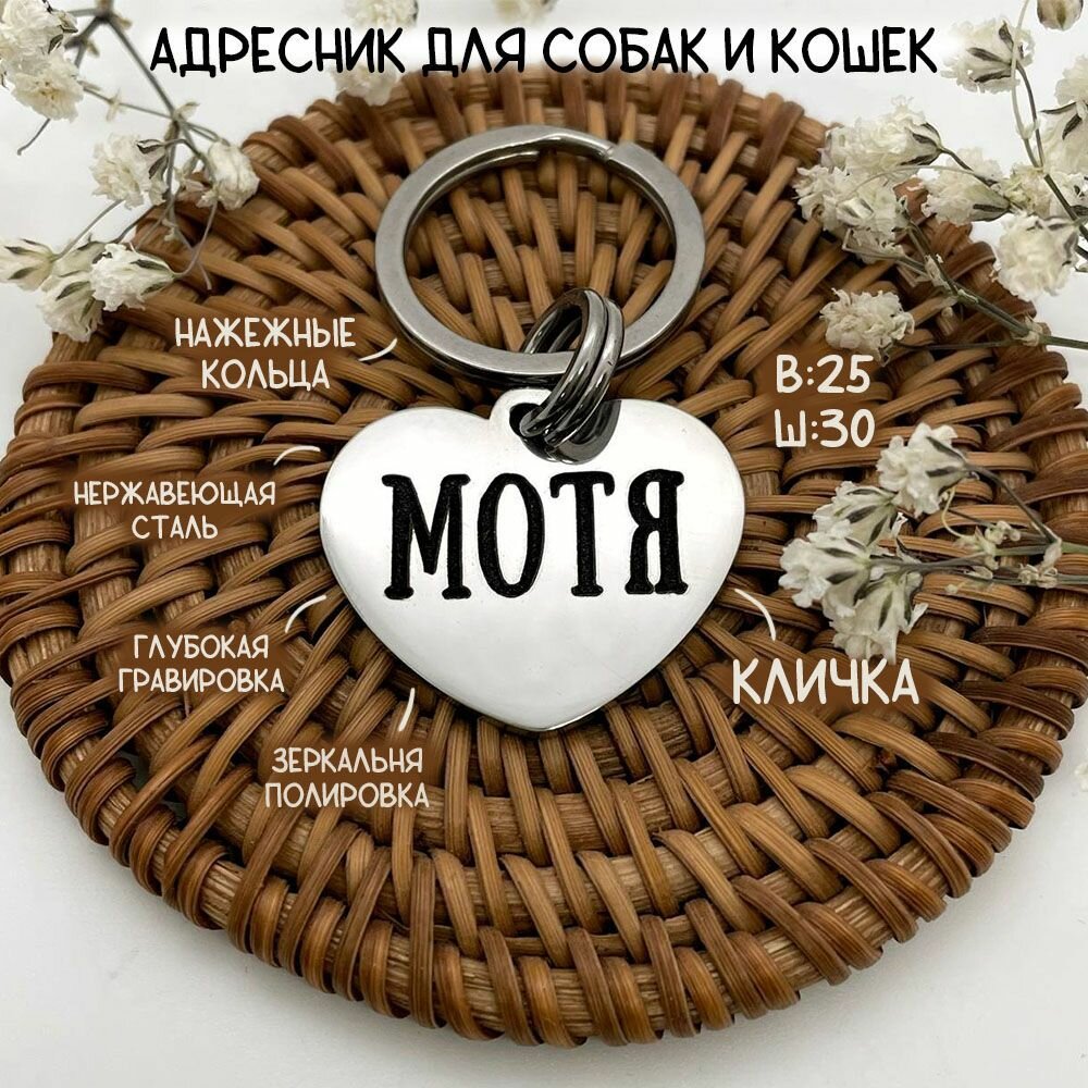 Адресник для собак и кошек сердечко звезочка шестиугольник нержавеющая сталь