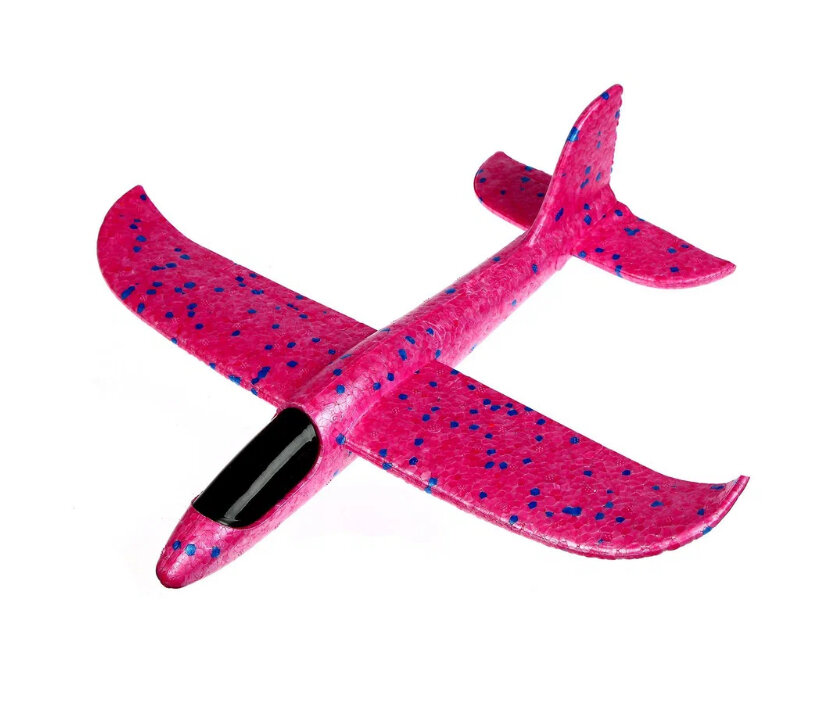 Большой пенопластовый самолет фиолетовый 48см
