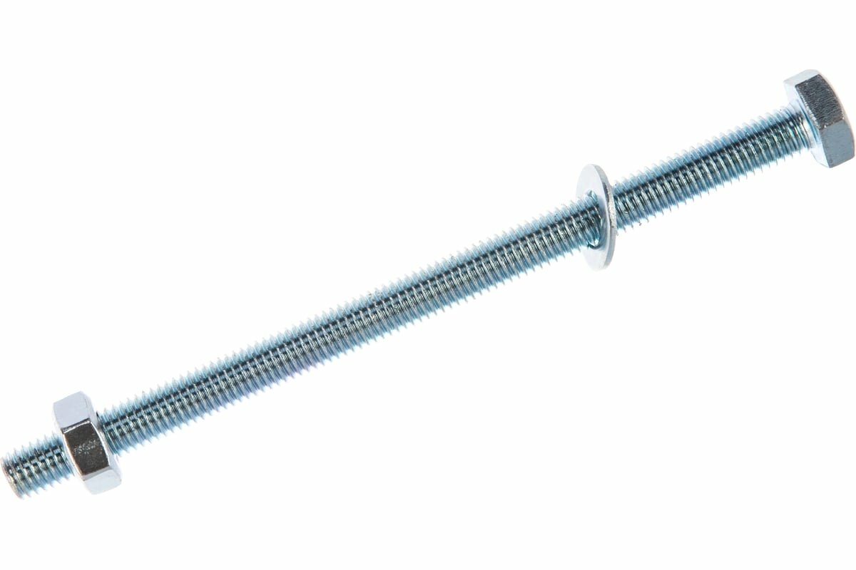 Tech-Krep болт DIN 933 М10x160 шестигранная головка оцинковка комплект гайка шайба 2 шт