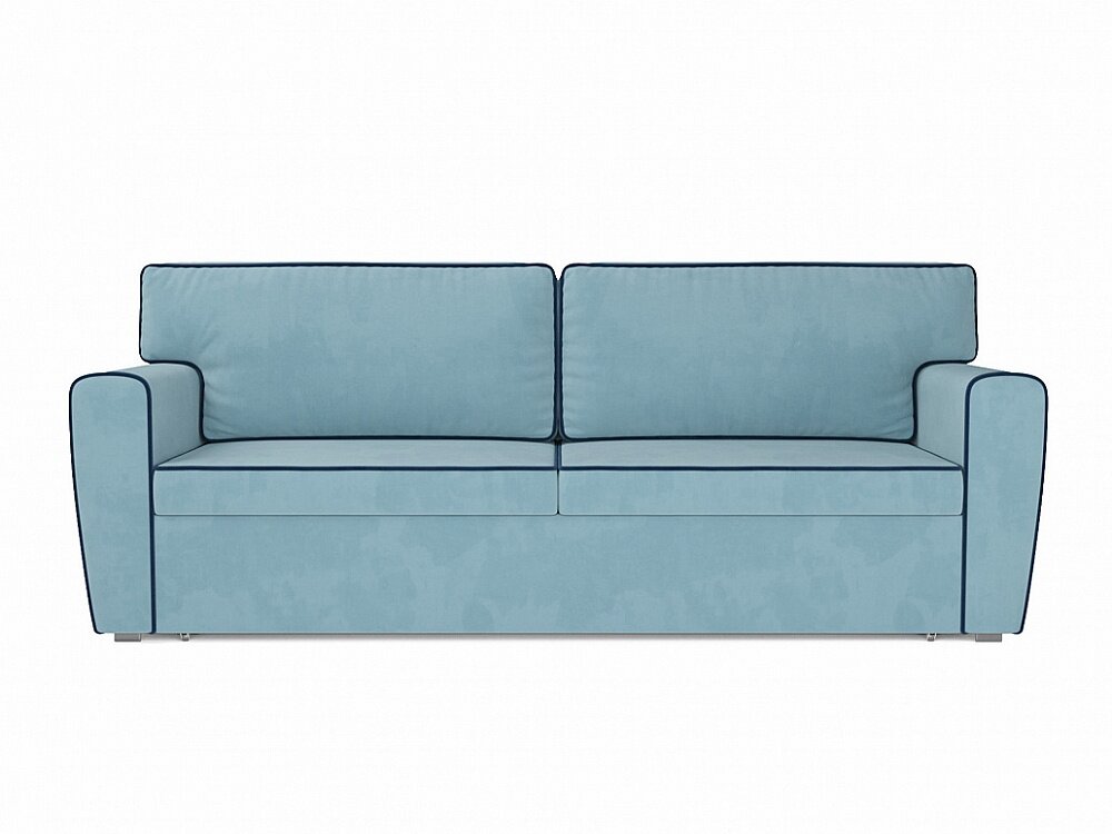 Прямой диван Оскар Эконом Голубой Велюр, еврокнижка, 237х105х91 см, с ящиком для белья