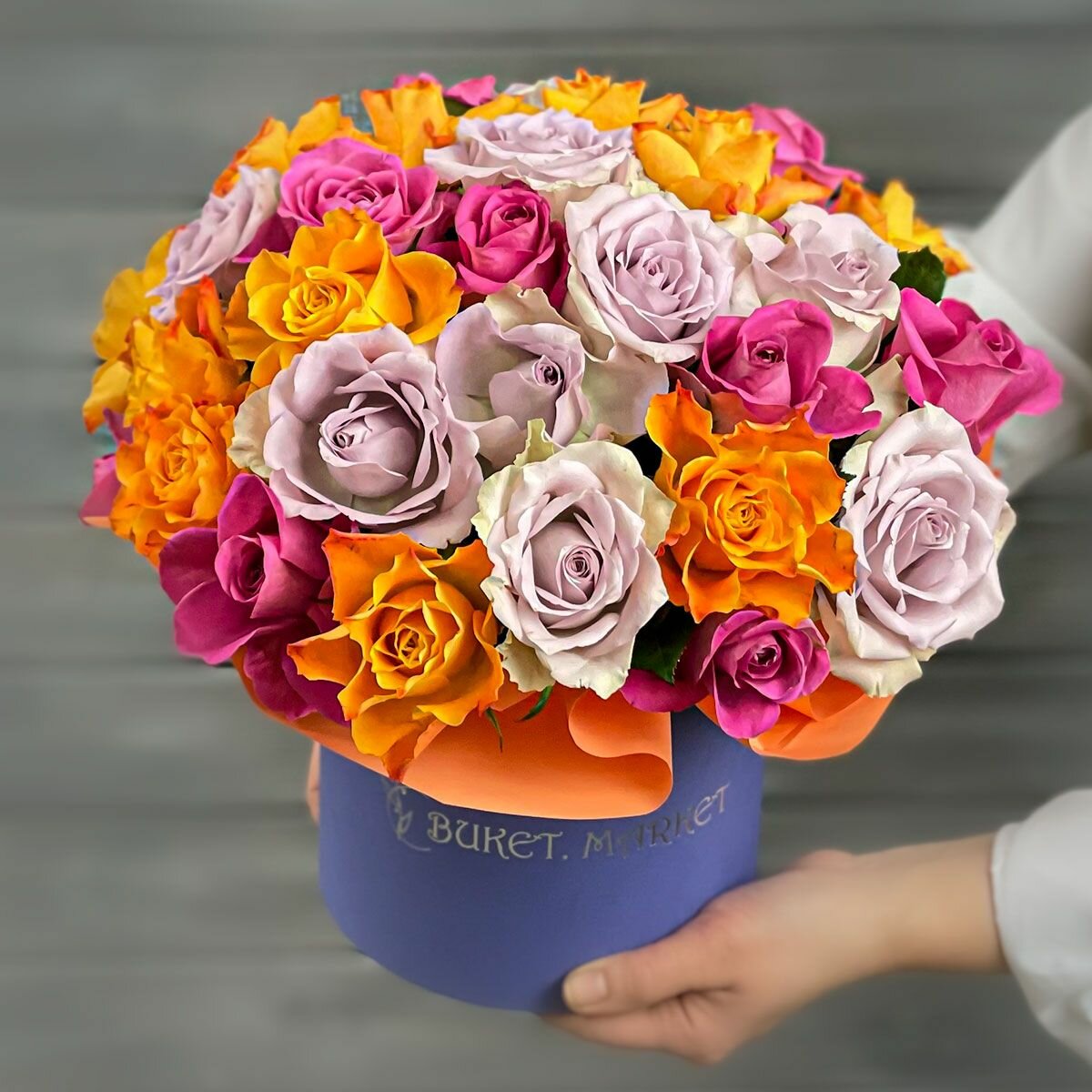 31 кенийская роза в шляпной коробке