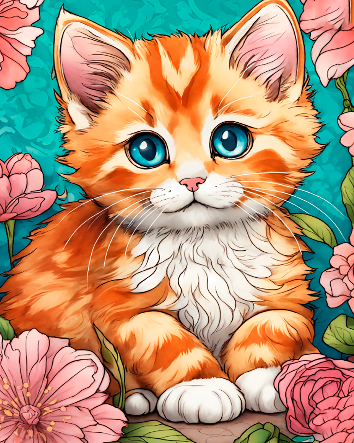 Картина по номерам "Очаровательный котенок" 40х50 см, хлопковый холст на подрамнике, акрил, АртТойс