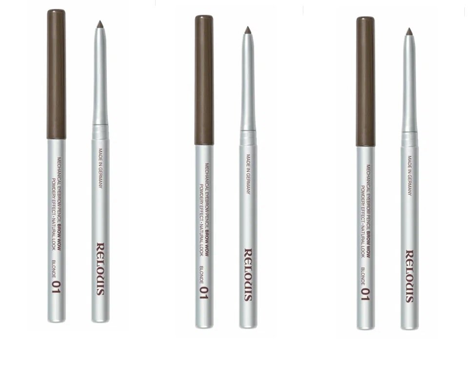 Карандаш для бровей Relouis Brow Wow тон 01 Blonde бежевый, механический, 3 шт, 15 гр.