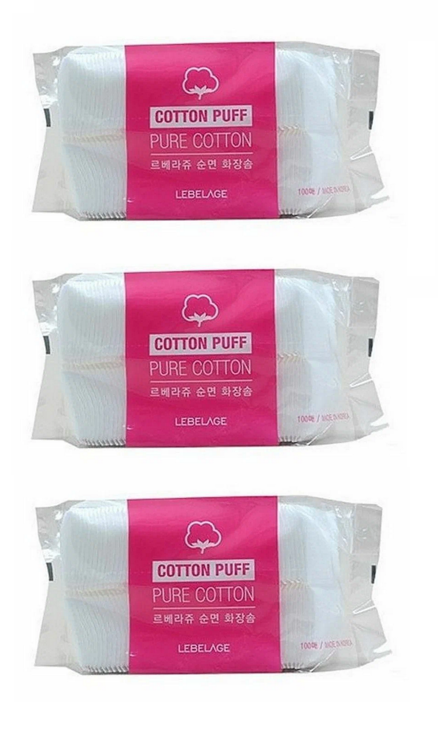 Ватные диски Lebelage Cotton Beauty Pure, 100 шт - 3 упаковки