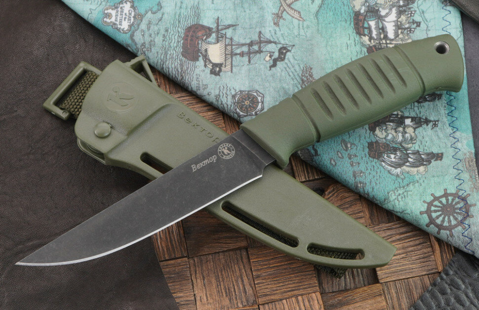 Нож Кизляр Вектор, сталь AUS-8, рукоять эластрон хаки