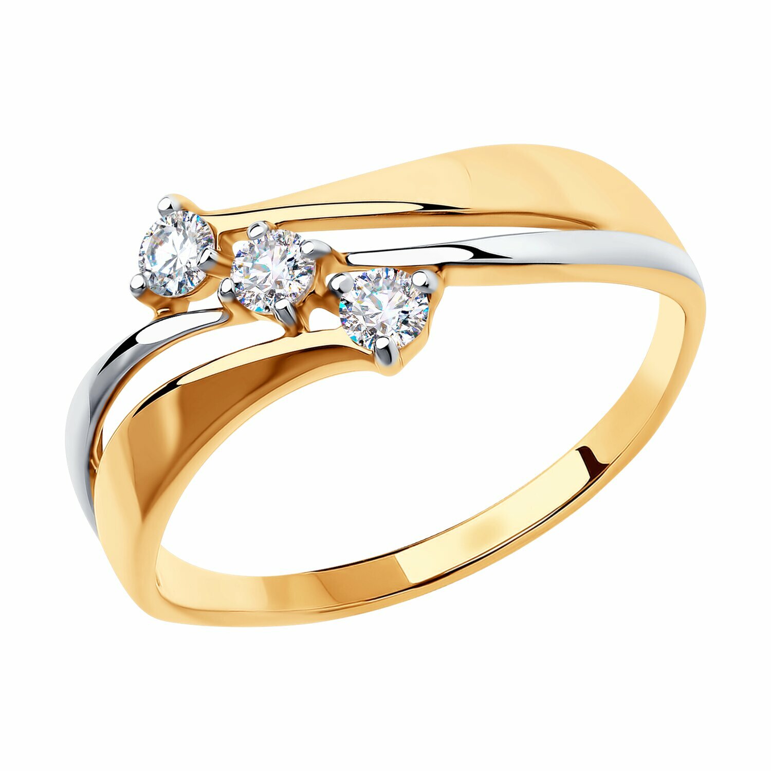 Кольцо, красное золото, 585 проба, фианит