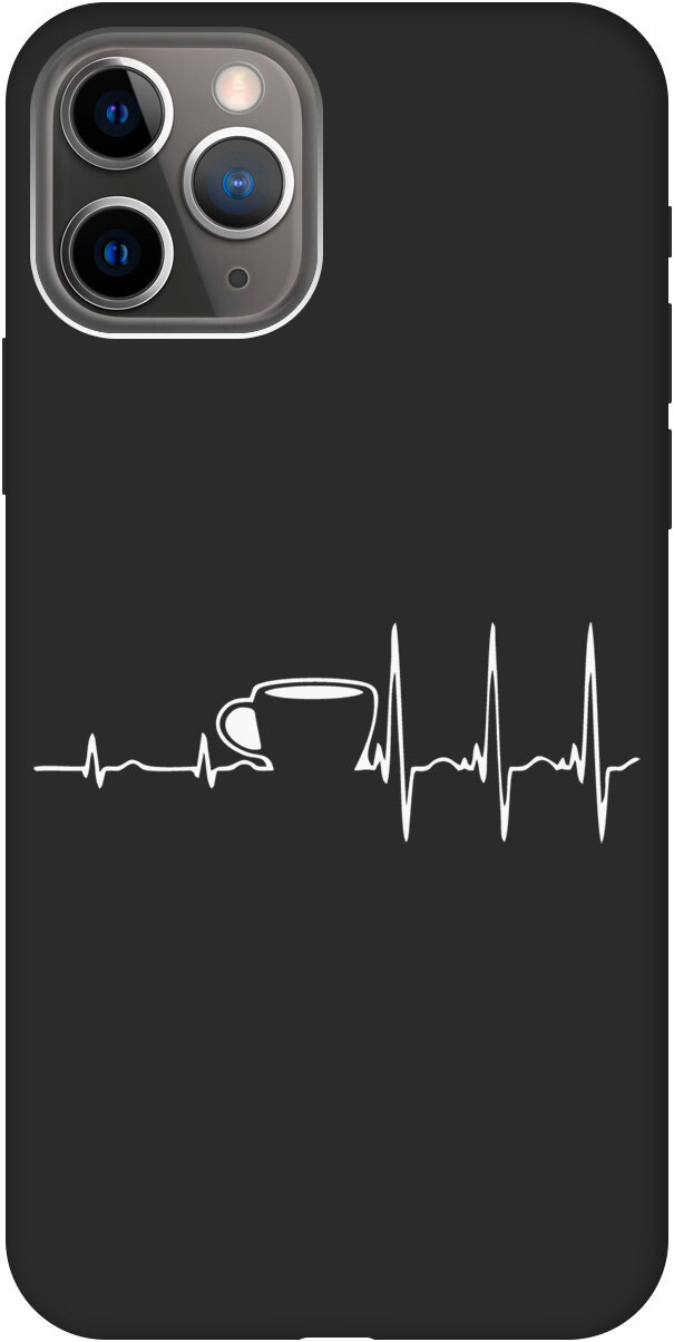 Силиконовый чехол на Apple iPhone 11 Pro / Эпл Айфон 11 Про с рисунком "Coffee Cardiogram W" Soft Touch черный