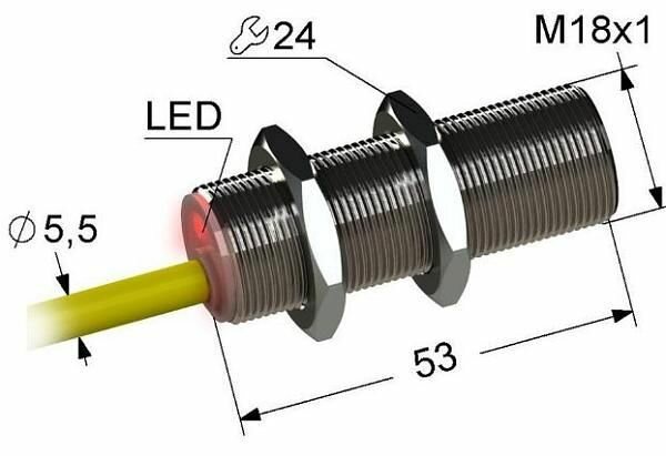 Индуктивный датчик ВБ2.18М.53.8.6.1. К (NPN. NO+NC) - мега-к
