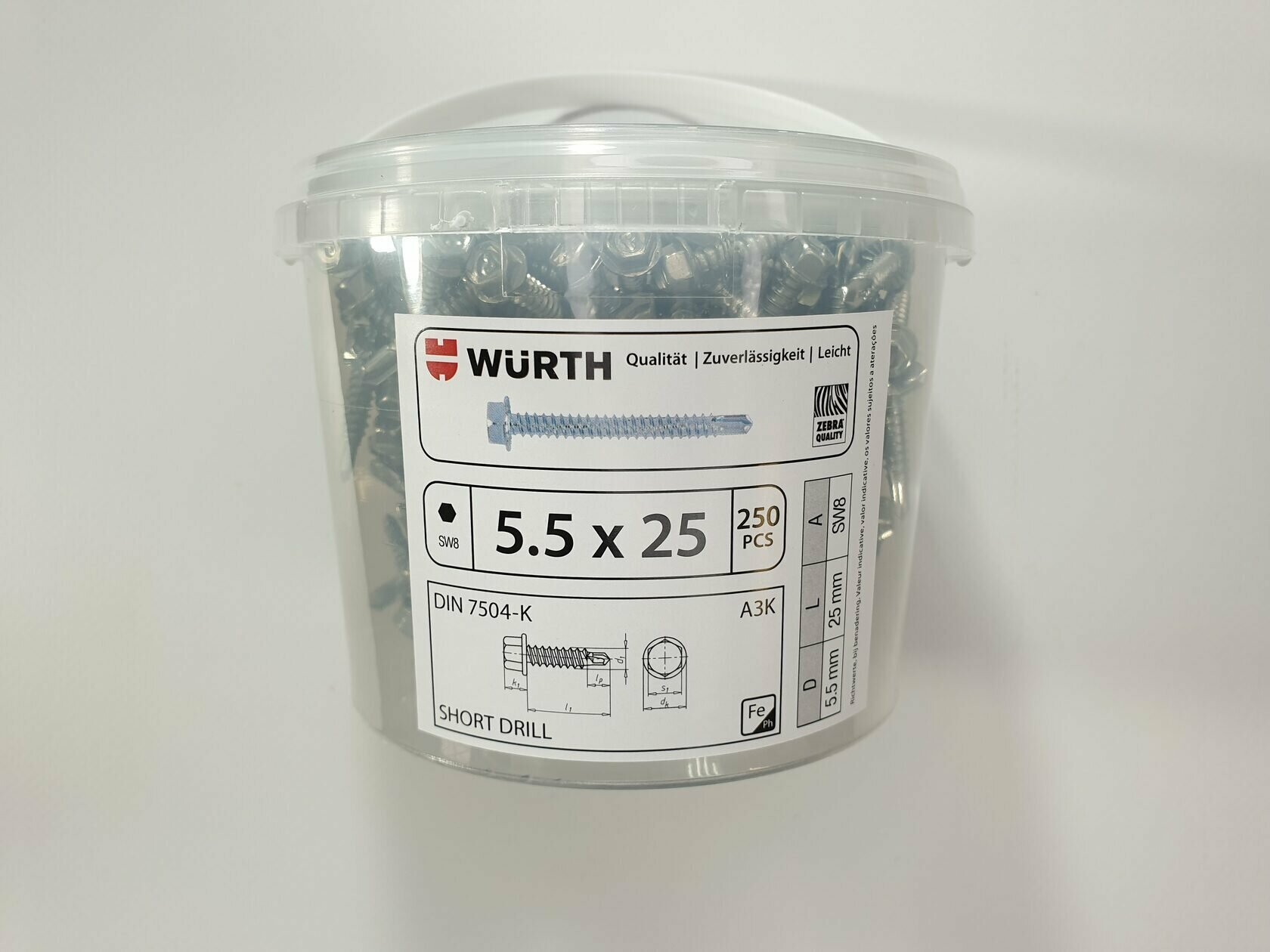 Саморез DIN 7504-K 5.5x25 250 pcs WURTH, Германия