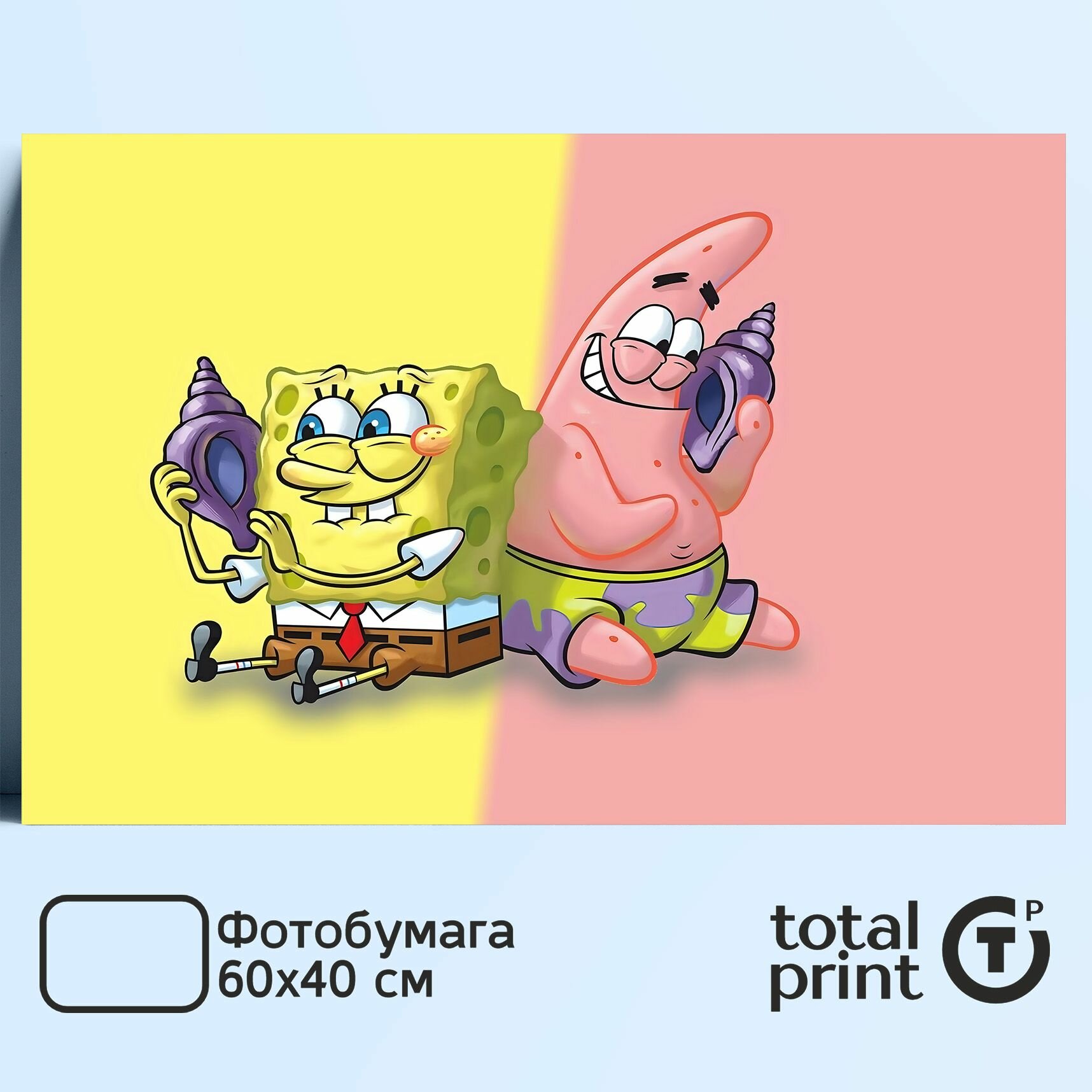 TotalPrint Постер для интерьера, 60х40см, Губка Боб
