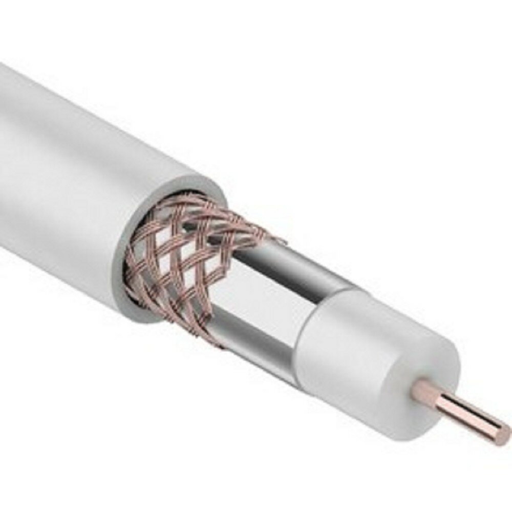 Rexant Кабель 01-2221 Кабель коаксиальный RG-6U, 75Ом, Cu Al Cu, 64%, 100м, INDOOR, белый