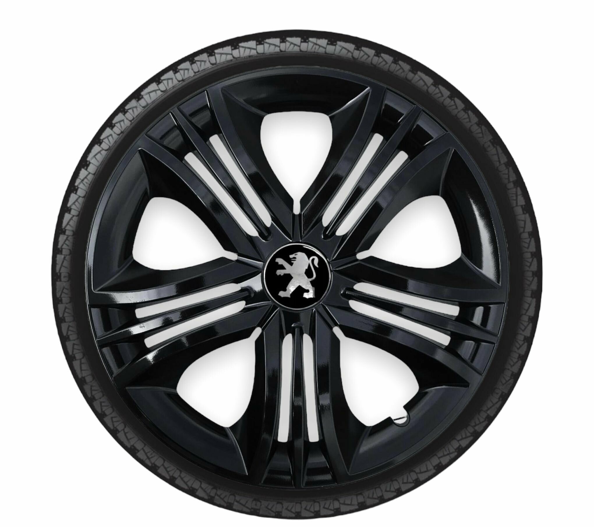 Автомобильные колпаки на диски Jestic ФАН черный пежо R15", в комплекте 4 колпака