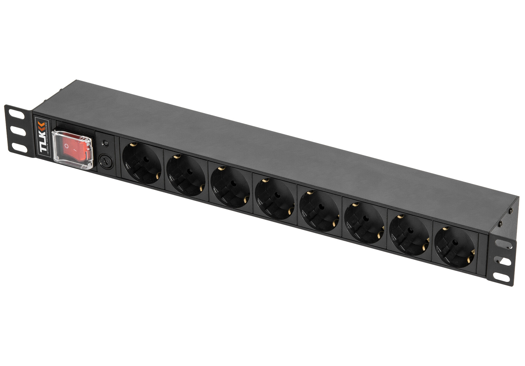 Блок электрических розеток TLK, 19", 8 гнезд "евророзетка", макс. нагрузка 10 А, без шнура питания, 490*44.4*68 мм