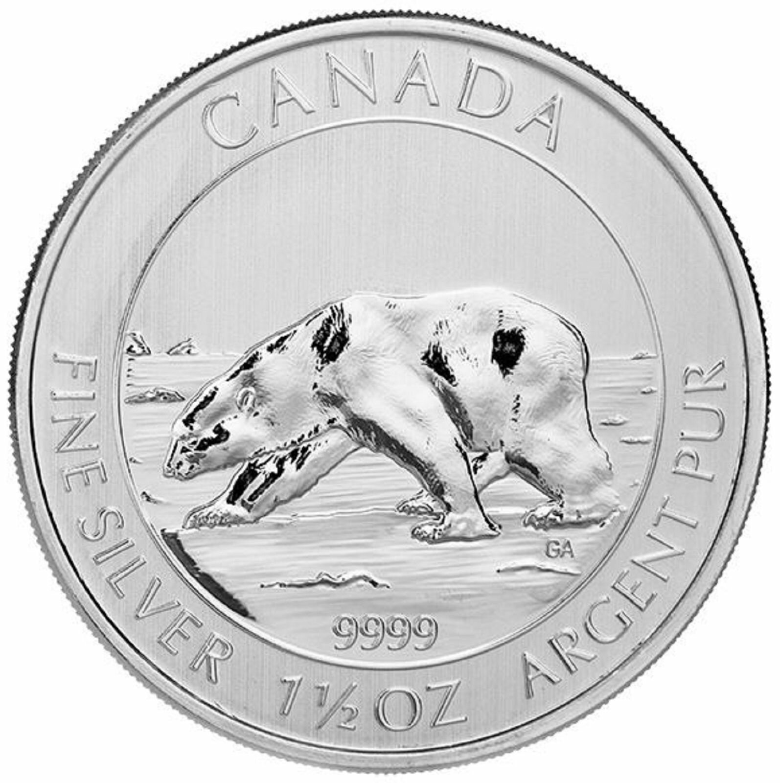 Медведь белый 2013 год 8 долларов Канада 47 гр. Ag