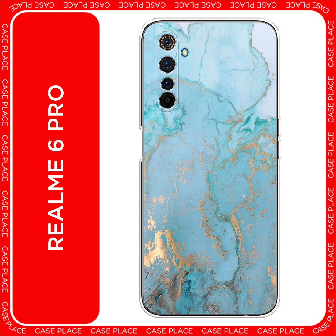 Чехол на Realme 6 Pro / Реалми 6 Про с принтом Голубой мрамор рисунок