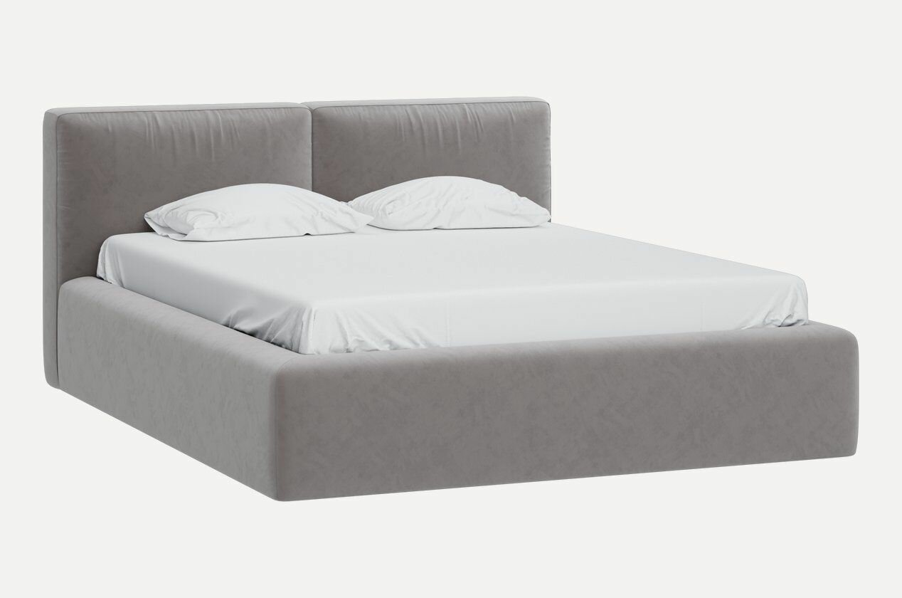 Кровать двуспальная 180x200 Divan.ru Фостер Velvet Smoke 233x206x94 см, велюр, серый