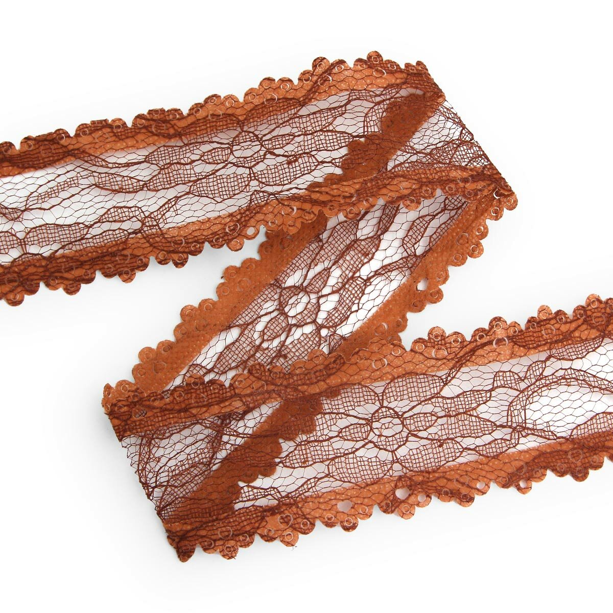 Лента для творчества и упаковки подарков ажурная, 50мм*25м, Айрис (06 коричневый)