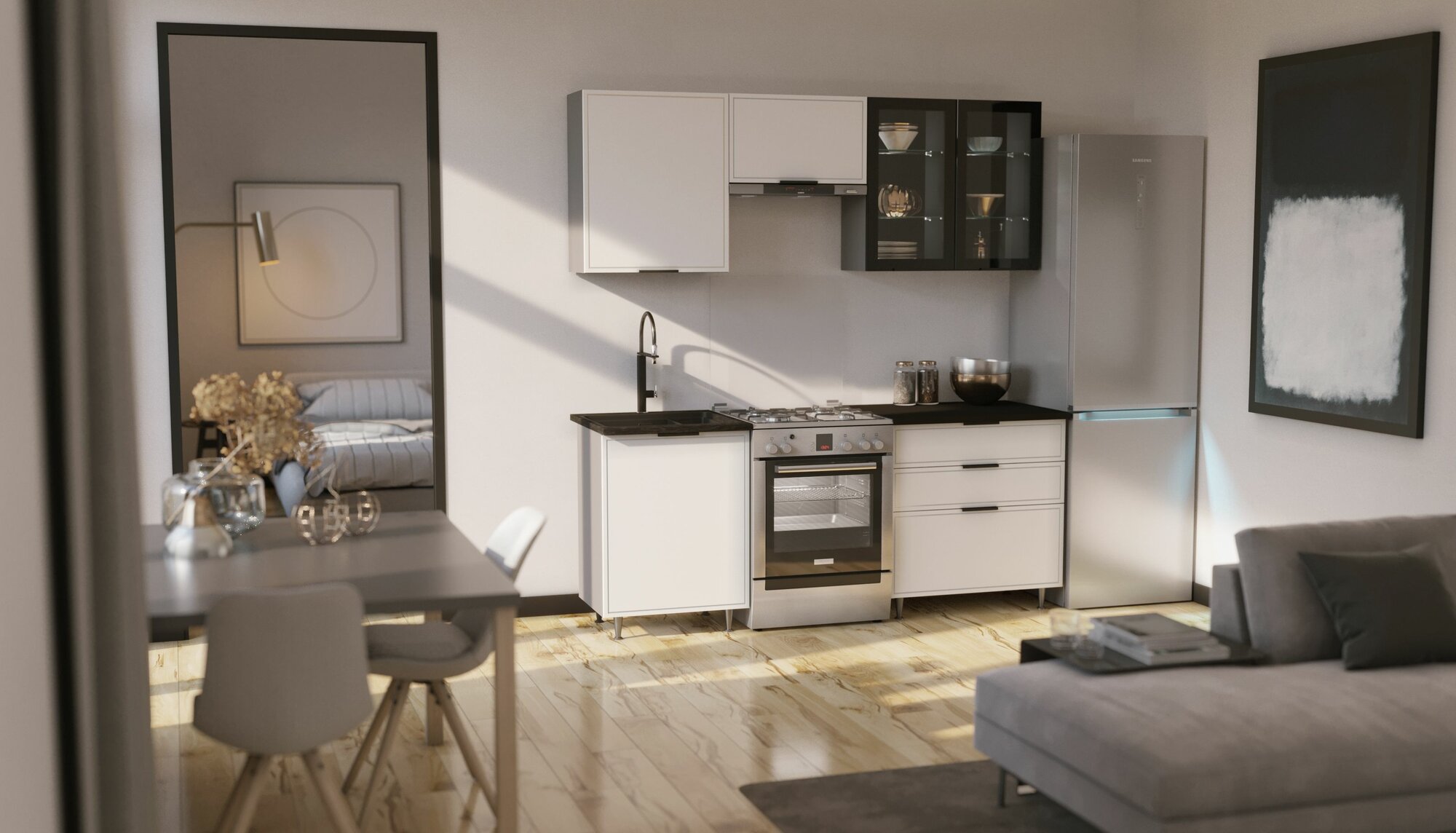 Кухня Николь №2 Холст белый 2,0м