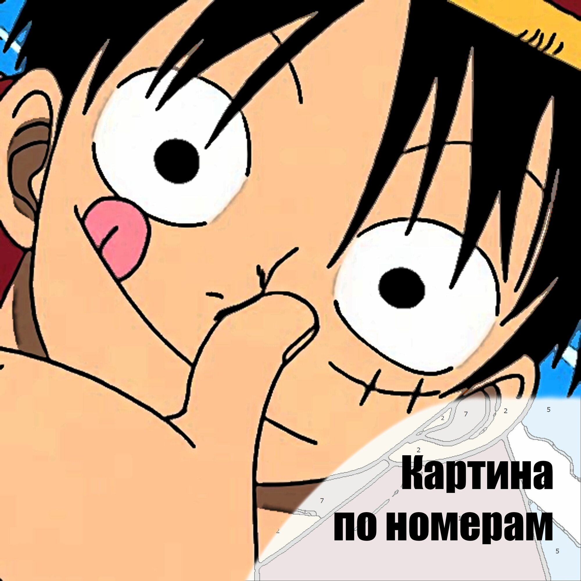 Картина по номерам на дереве 23х23 см - One Piece (Монки)