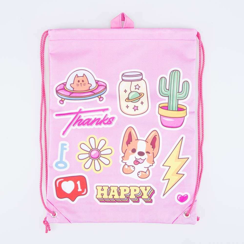 Мешок для сменной обуви Стикеры котофей 02808177-20 размер выс.45 см.