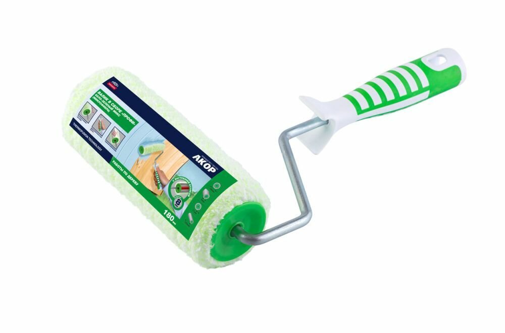 Акор профи валик в сборе для работ по дереву, 2-х компонентная ручка, микрофибра D8мм L240 мм