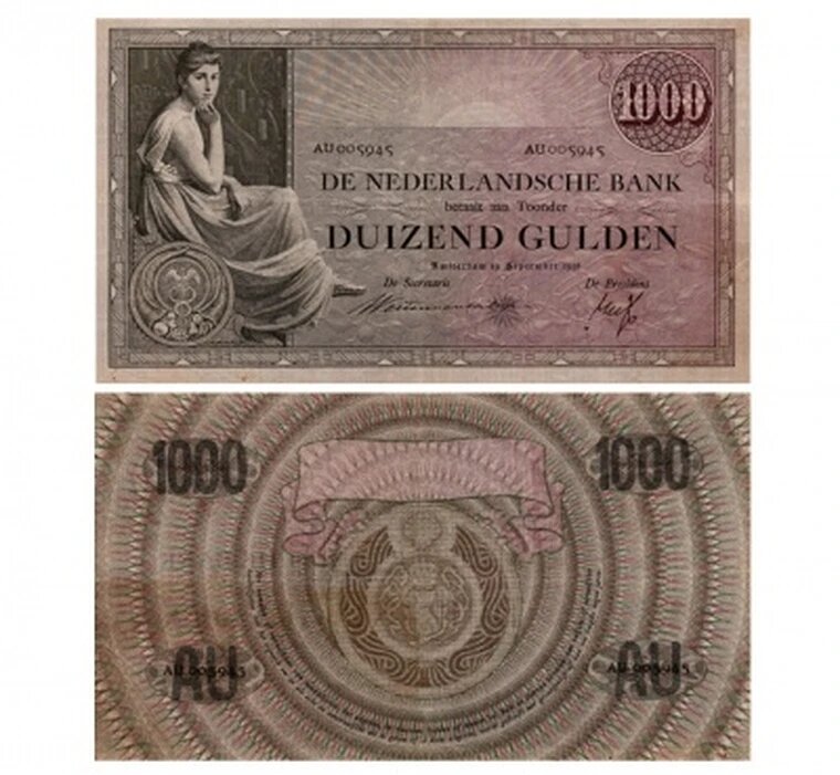 1000 гульденов 1938 Нидерланды, сувенирная копия, банкноты и купюры редкие коллекционные