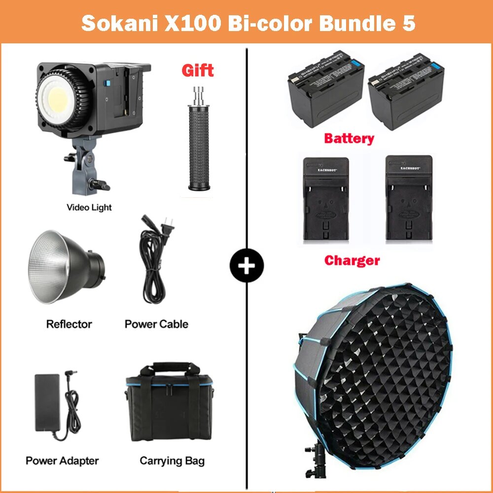 DO BRASILSokani X100 100В двоцветной RGB светодиодный видео-свет с приложением для управления Bowens для фотографии, видеозаписи, съемки на открытом воздухе