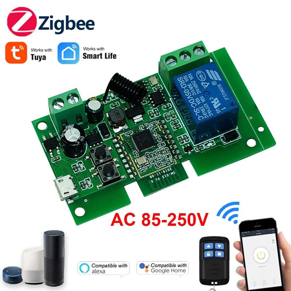Zigbee умная реле-плата 10A, AC 85-250V