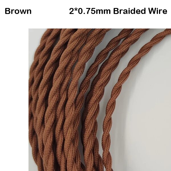 Электрический провод винтажный текстильный медный 2*0,75 мм Brown, 30m