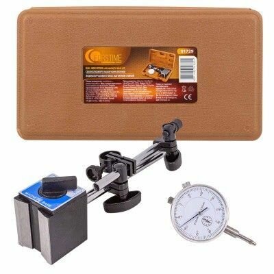 Индикатор часового типа с магнитной стойкой (0-10мм, погрешность-0,01мм) FORSTIME, в пластиковом кейсе