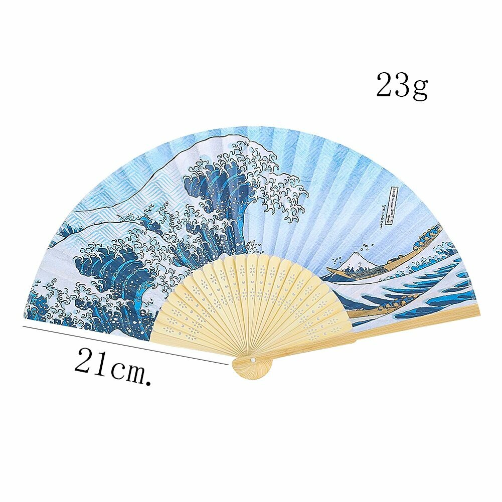 Складной бамбуковый веер с японской печатью Great Wave Fan