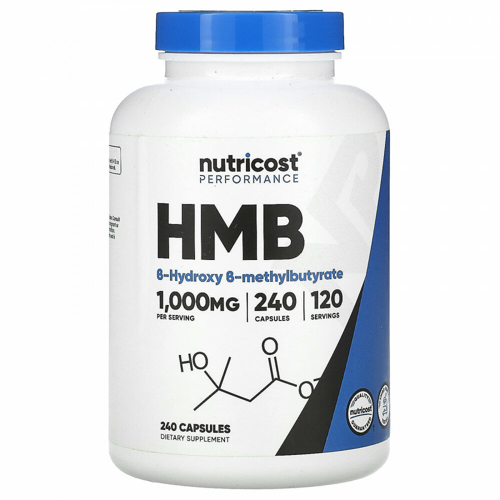Nutricost, HMB, B-гидрокси-B-метилбутират, 240 капсул (500 мг в 1 капсуле)