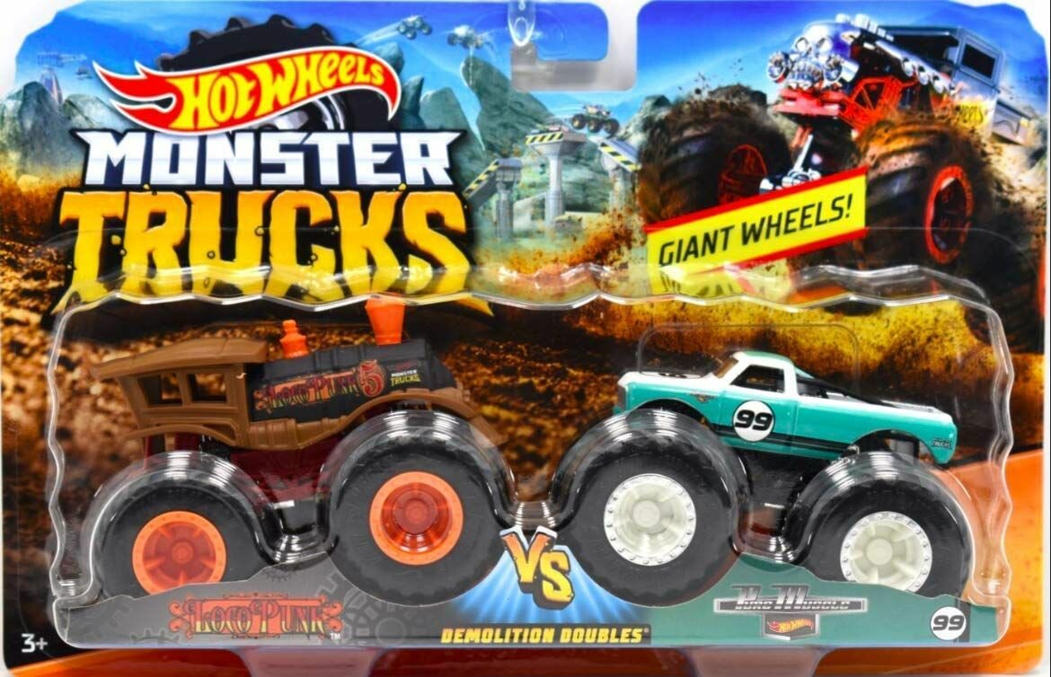 Машинка Mattel Hot Wheels Монстр Трак Мультяшный автомобиль FYJ66 Monster Trucks LOCO PUNK&PURE MUSCLE