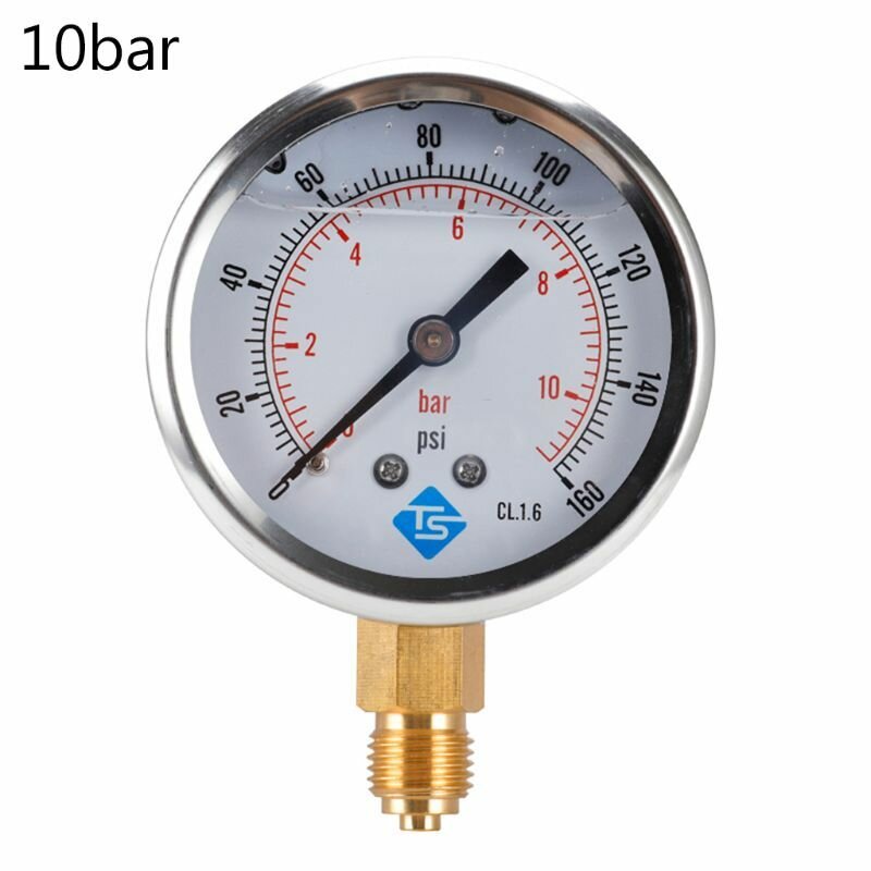Двойная шкала манометра с циферблатным дисплеем 1/4 BSPT Обратное подключение Счетчик воды Масла Воздуха газа 16 Standad 0-10000psi