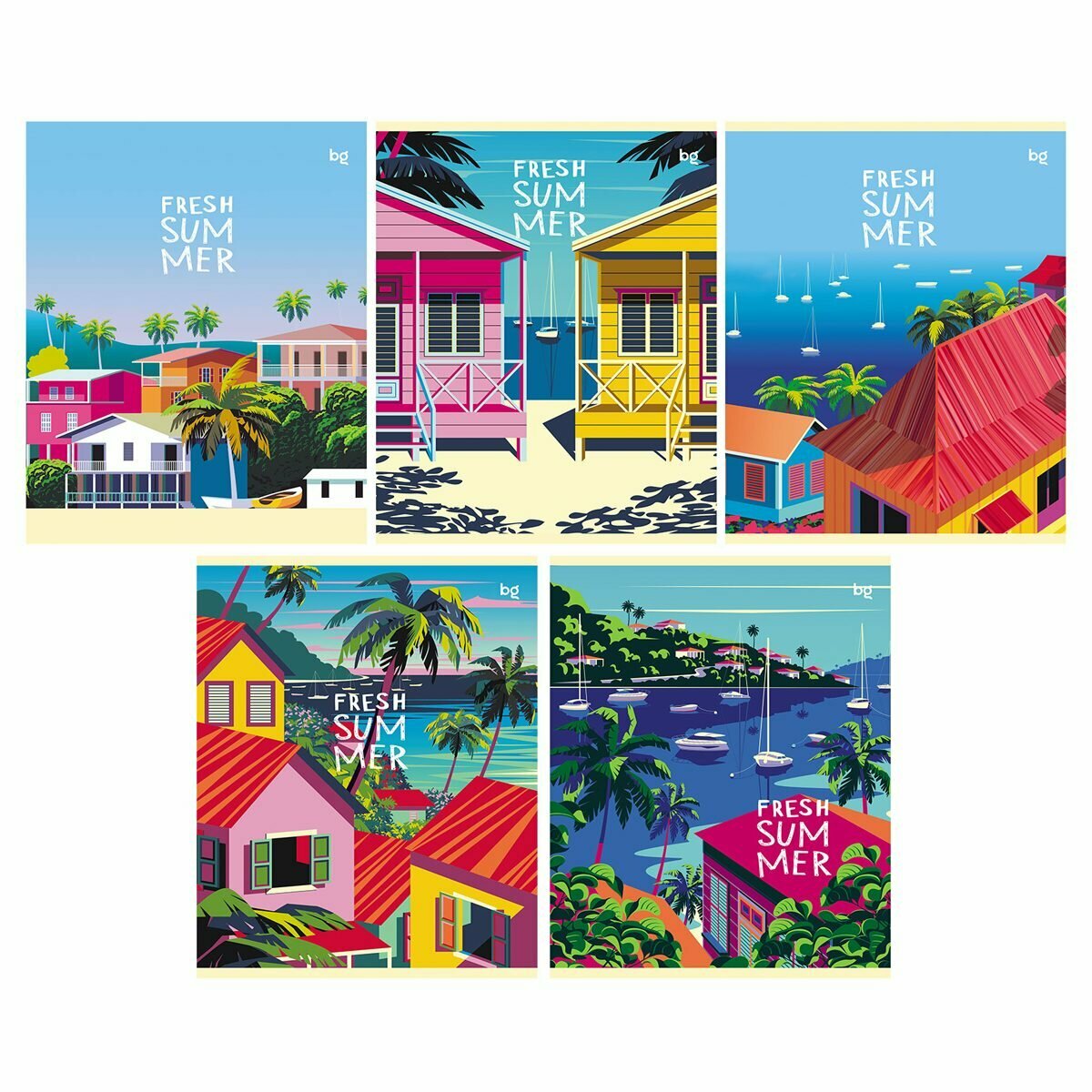 Тетрадь общая 48л, А5 BG "Летнее время" (клетка, скрепка, суперэконом) (Т5ск48 12741), 60шт.